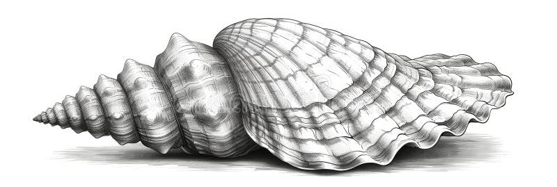 Hand Drawn Shell on White Background Generative AI Stock Illustration ...