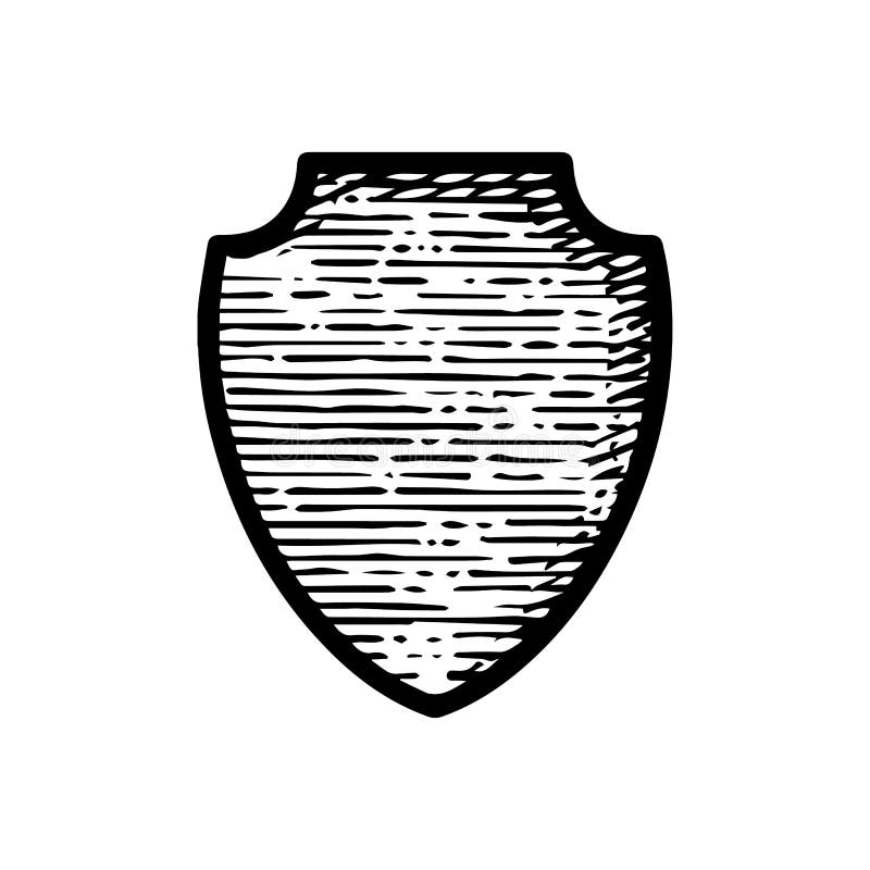 Hand Drawn Shield Medieval Icon Vector Illustration Isolated on White ...