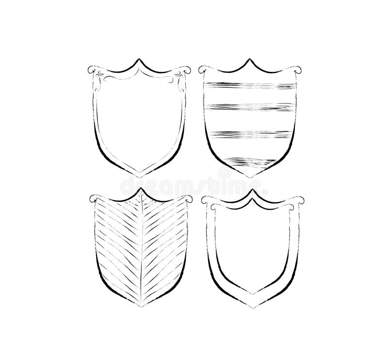 Hand Drawn Shields, Badges and Banners Stock Vector - Illustration of ...