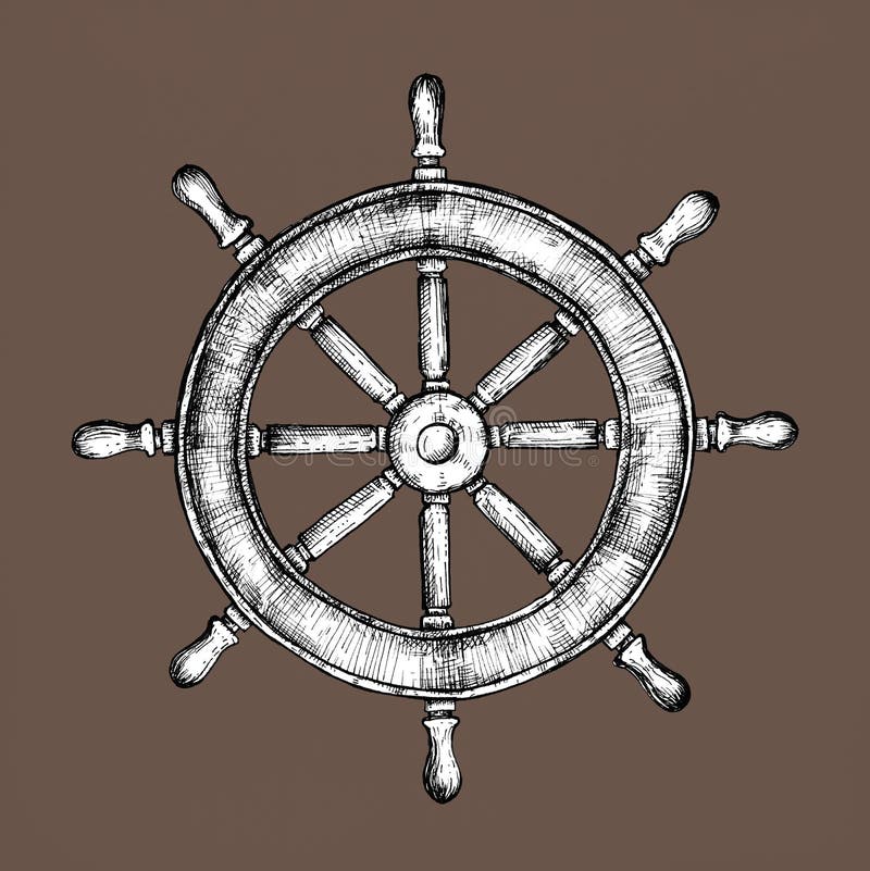 Hand Drawn Ship Wheel Vector Stock Illustration - Illustration of ...