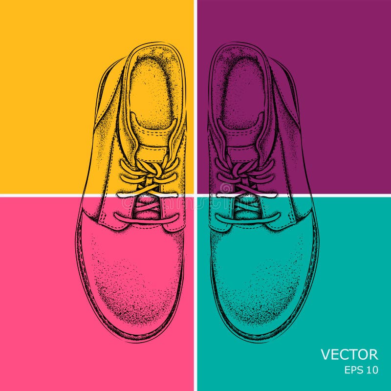 Hand Drawn Shoe. Pop Art Style Vector Illustration. Stock Vector ...