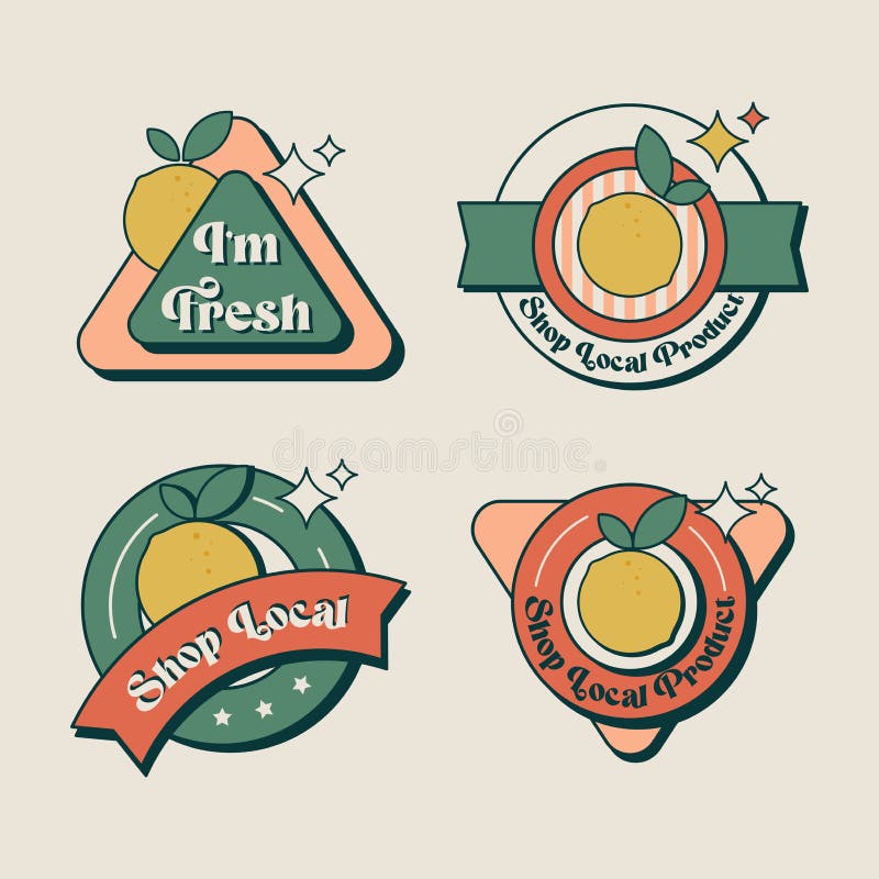 Hand Drawn Shop Local Labels Stock Illustration - Illustration of farm ...