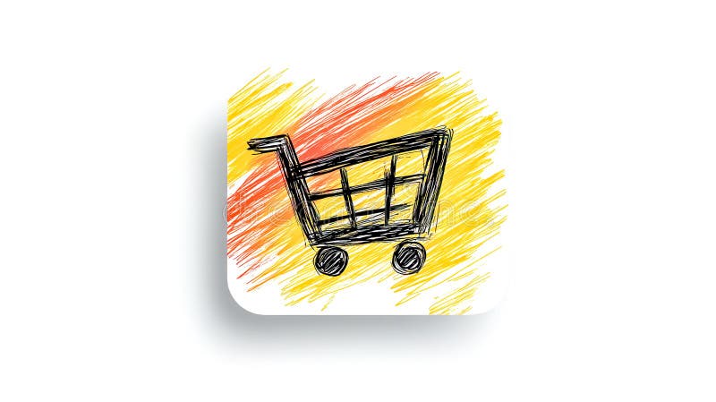 Shopping Cart Icon on Transparent Background with Orange and Yellow ...