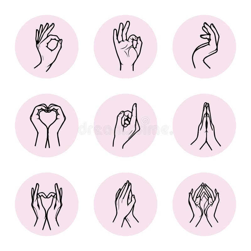 Hand Drawn Sign Language Collection Illustration Stock Vector ...