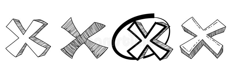 Hand Drawn X Signs. Doodle Set of Wrong or False Mark Stock Vector ...