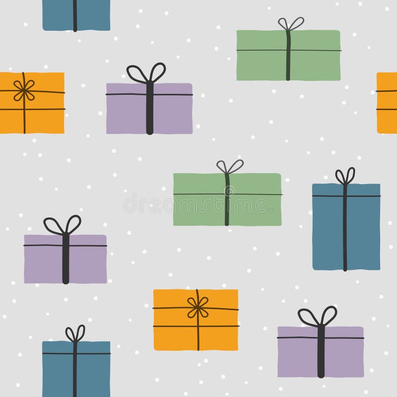 Hand Drawn Simple Christmas Gift Boxes Pattern Stock Illustration ...