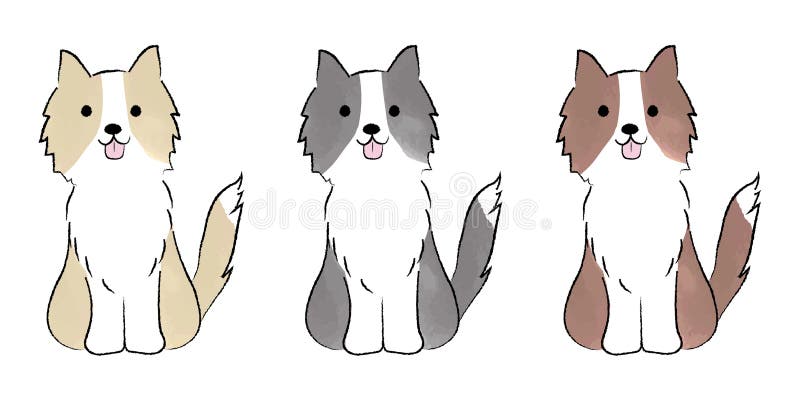 Hand-drawn Simple Cute Border Collie Illustration Stock Illustration ...