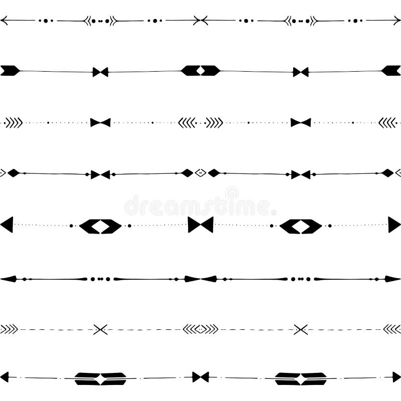 Hand Drawn Simple Cute Horizontal Ethnic Stripes Stock Vector ...