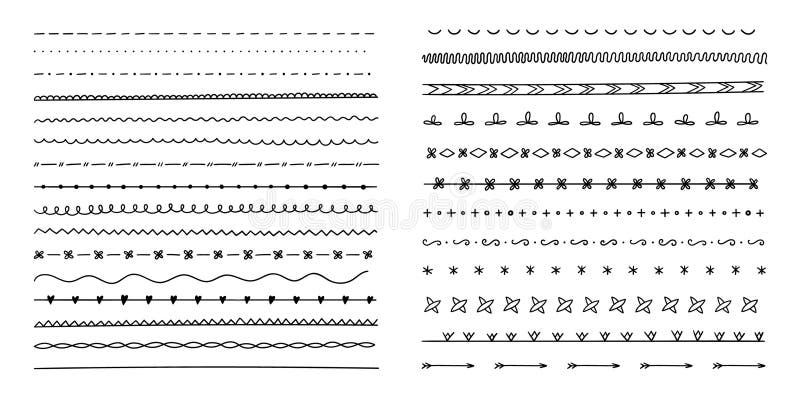 Hand Drawn Simple Decorative Lines Set. Dividers Set Isolated Stock ...