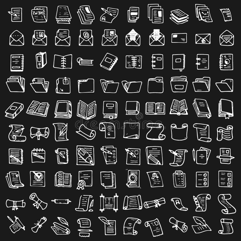 Hand Drawn Simple Document Icons Set. Universal Document Icons T Stock ...