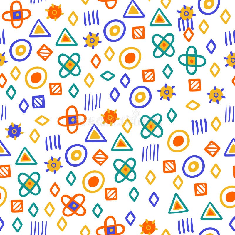Hand Drawn Simple Forms Childish Seamless Pattern Stock Illustration ...