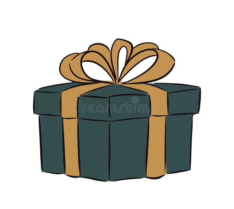 Hand Drawn Simple Gift Box with Bow Present Vector Illustration Stock ...