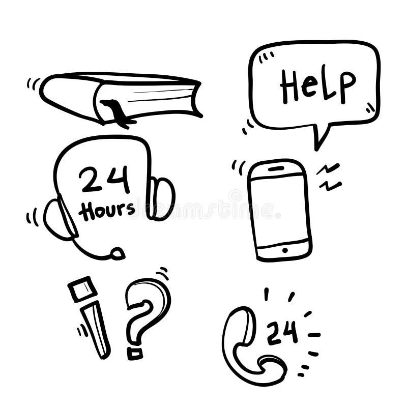 Hand Drawn Simple Set of Help and Support Related Vector Line Icons ...