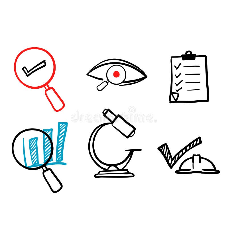Hand Drawn Simple Set of Inspection Related Vector Line Icons. Contains ...