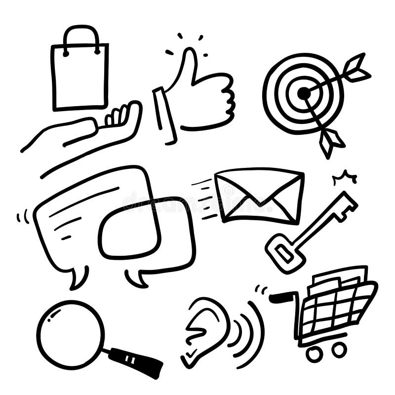 Hand Drawn Simple Set of Marketing Related Vector Line Icons in Doodle ... Hand Drawn Simple Set of Marketing Related Vector Line Icons in Doodle ...