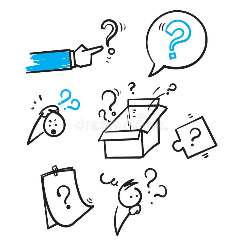 Hand Drawn Simple Set of Question Related Vector Line Icons with Doodle ...
