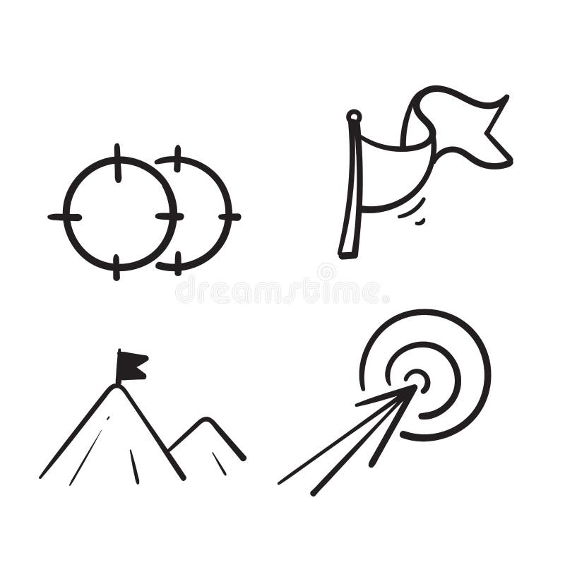 Hand Drawn Simple Set of Target and Goal Related Vector Line Icons ...