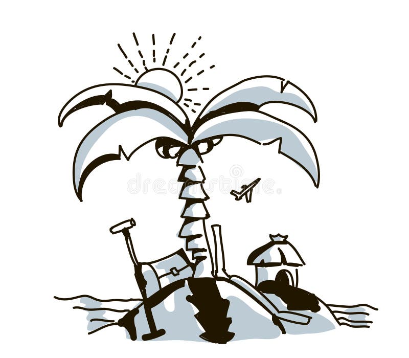 Hand Drawn Simple Sketch Summer Vacation Concept Stock Vector ...