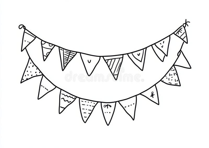 Hand-drawn, Single-line Christmas Decoration Flags in a Continuous Line ...
