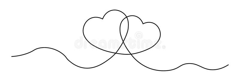 Hand-drawn Single Thin Line Hearts Stock Vector - Illustration of ...