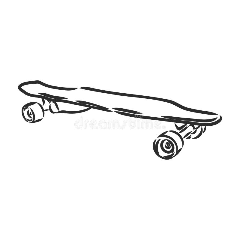 Hand Drawn Skateboard Skateboard Longboard Vector Sketch Stock Vector ...