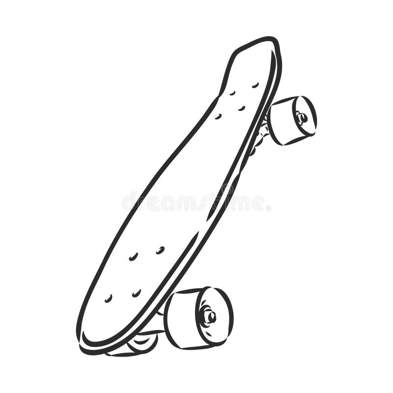 Hand Drawn Skateboard Skateboard Longboard Vector Sketch Stock Vector ...