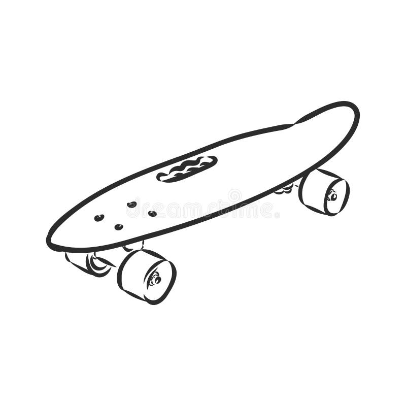 Hand Drawn Skateboard Skateboard Longboard Vector Sketch Stock Vector ...