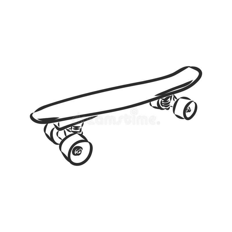 Hand Drawn Skateboard Skateboard Longboard Vector Sketch Stock Vector ...