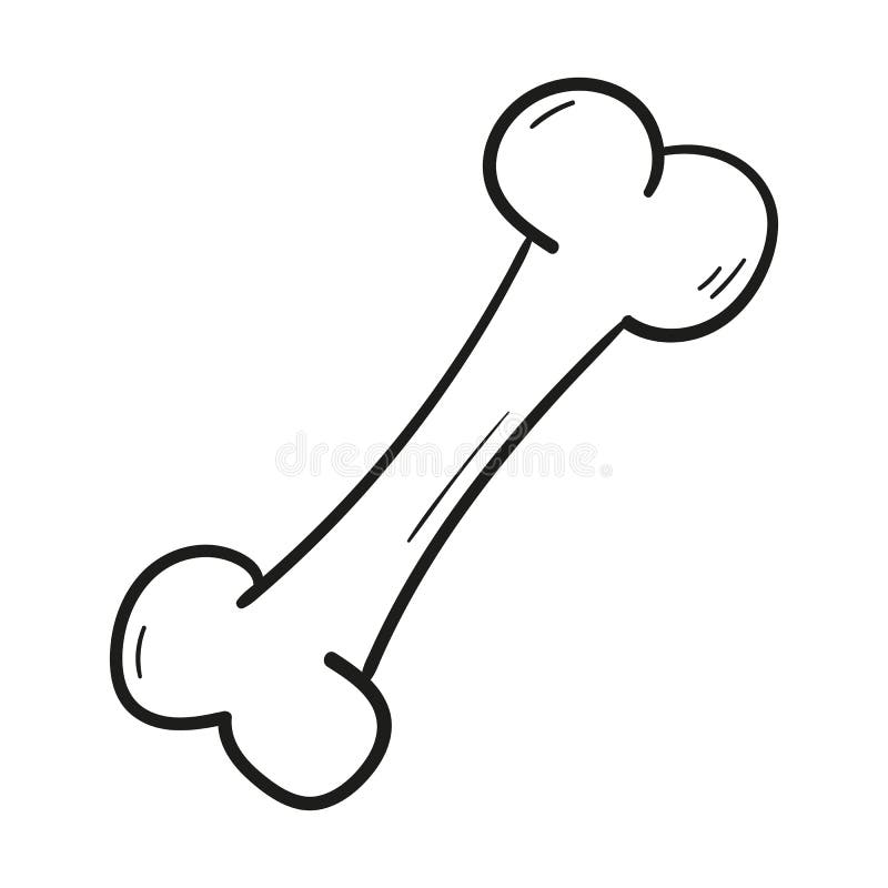 Hand Drawn Skeleton Bone Icon in Doodle Style Isolated Stock Vector ...