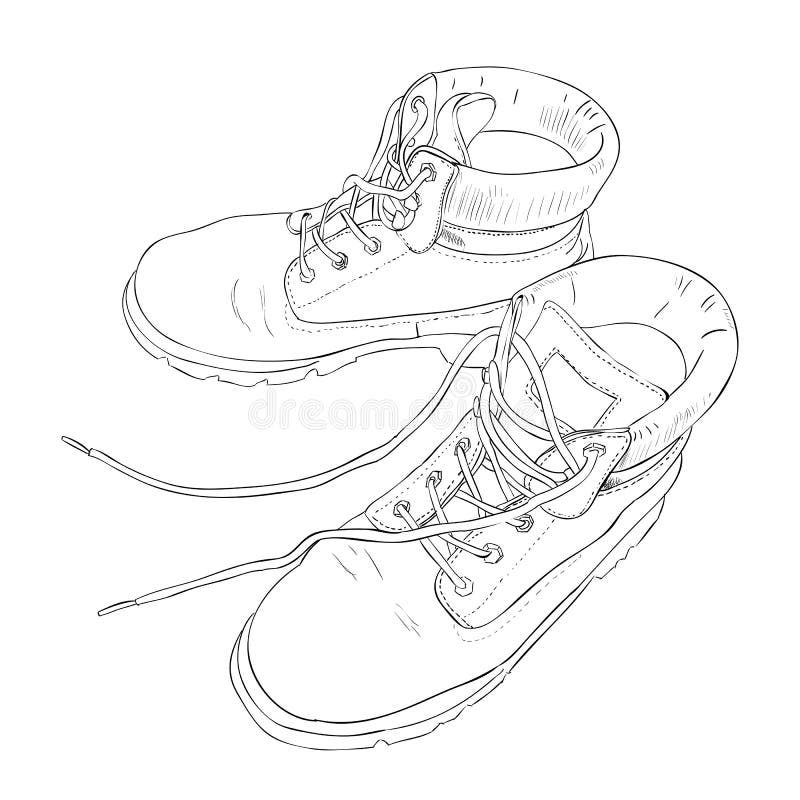 Hand Drawn Sketch with Army Boots Stock Vector - Illustration of retro ...