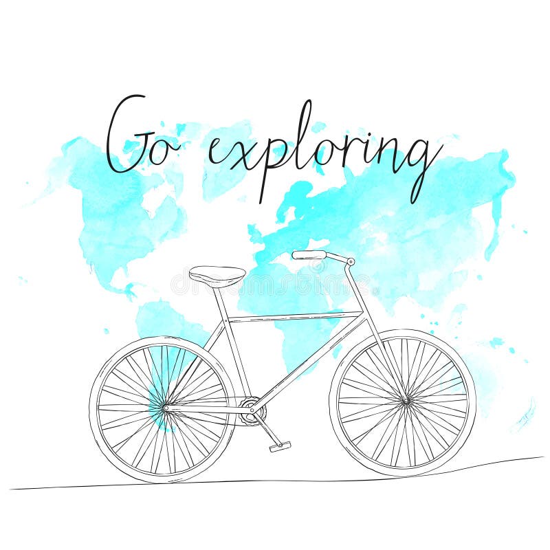 Hand Drawn Sketch Bicycle on World Map Background Stock Vector ...