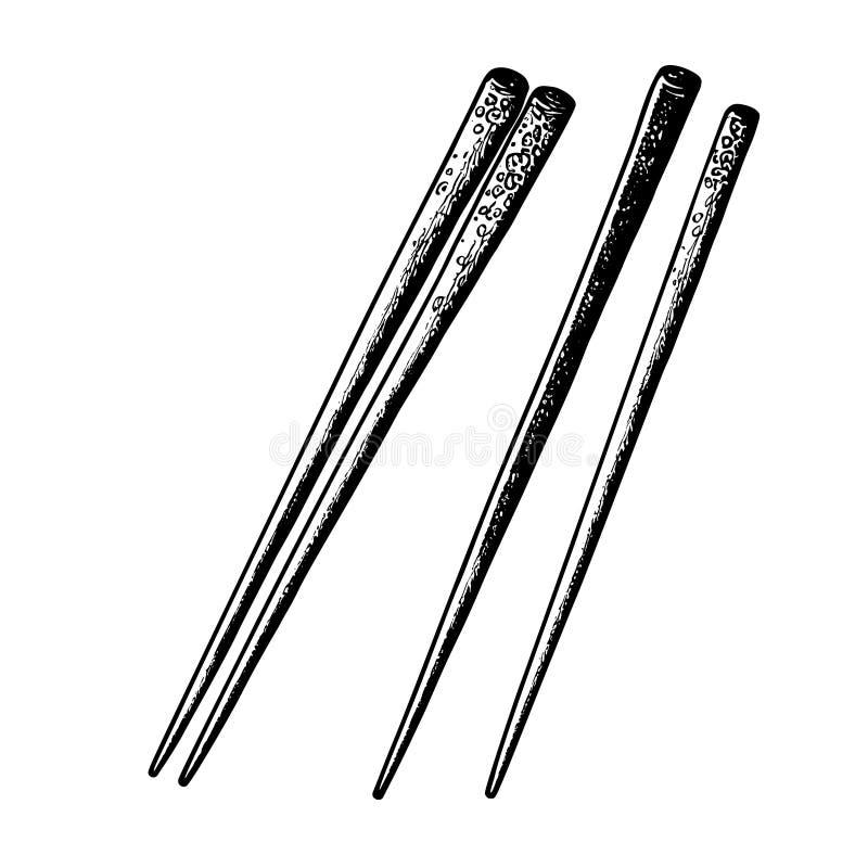 Hand Drawn Sketch Chopsticks, Isolated on White Stock Vector ...