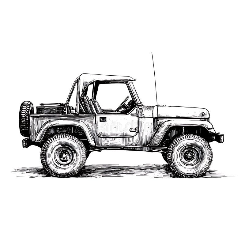 Hand-drawn Sketch of a Classic Off-road Vehicle Stock Illustration ...