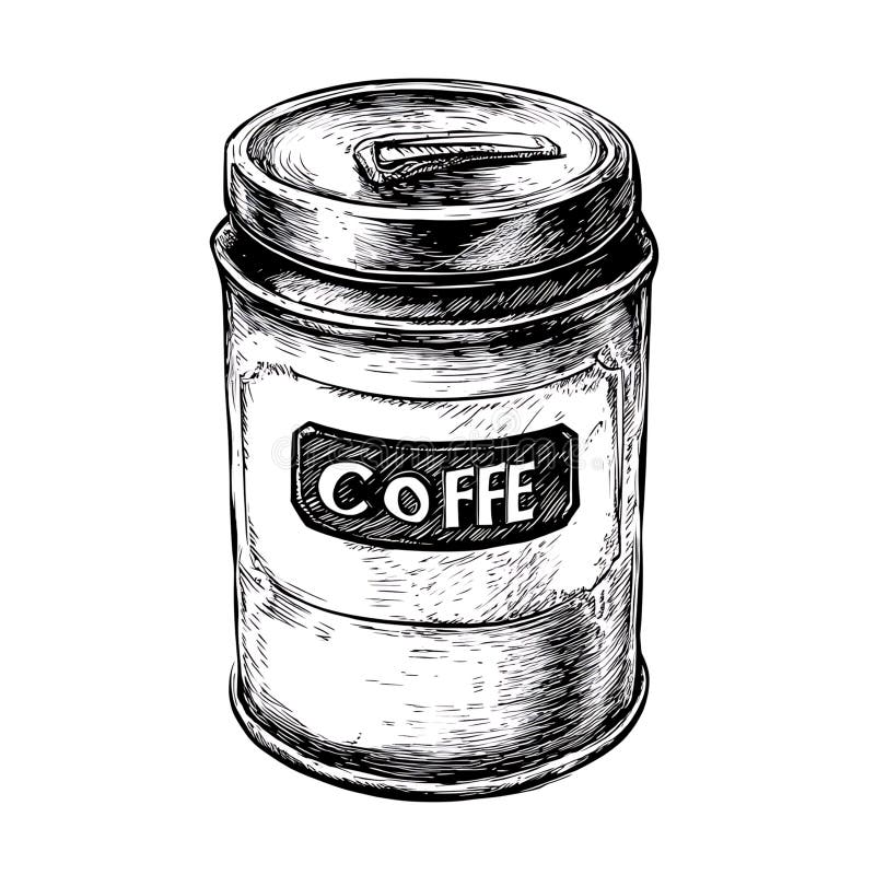 Hand-drawn Sketch of a Coffee Tin Stock Illustration - Illustration of ...