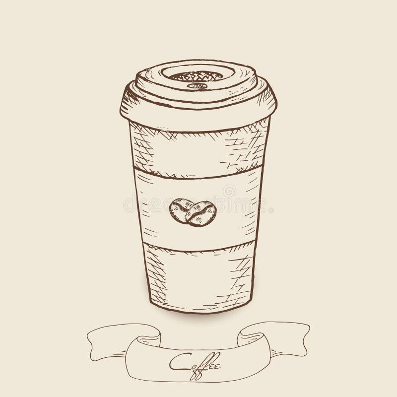 Hand Drawn Sketch Coffee To Go Paper Cup Vector Illustration Stock ...