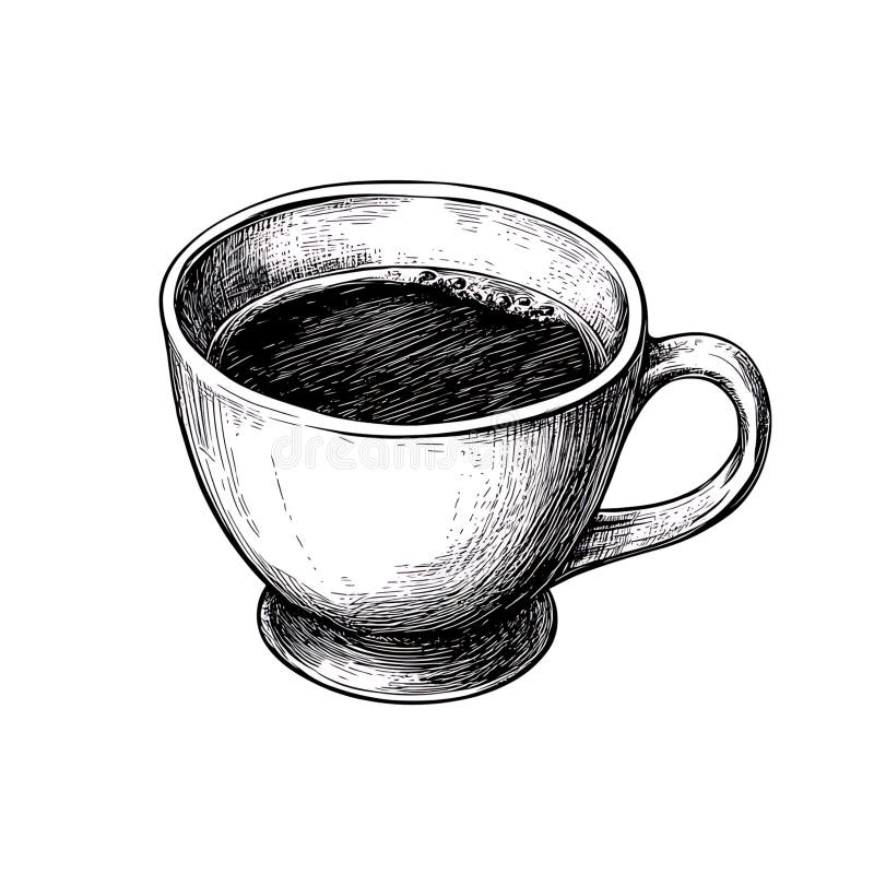 Hand-drawn Sketch of a Cup of Coffee Stock Illustration - Illustration ...