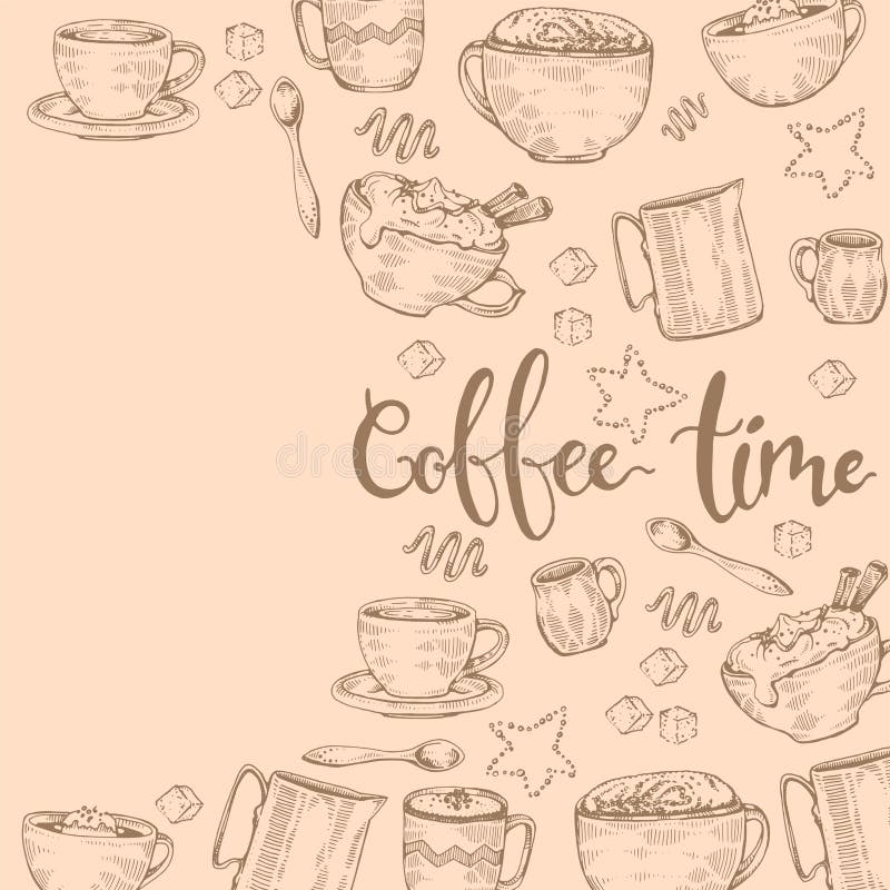 Hand-drawn Sketch Different Coffee Cooking and Drinks. Stock Vector ...