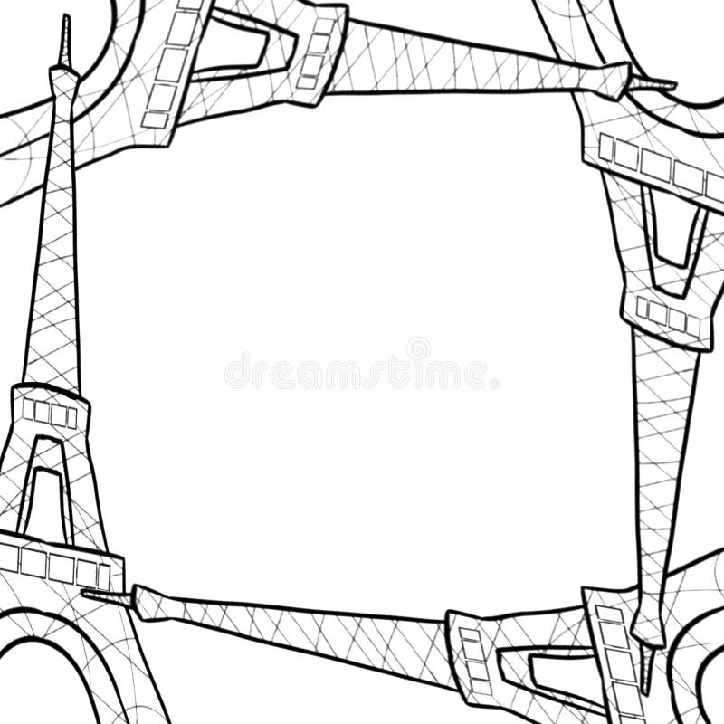 Eiffel tower border stock illustration. Illustration of black - 45600427