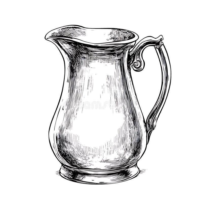 Hand-drawn Sketch of Elegant Silver Pitcher Stock Illustration ...