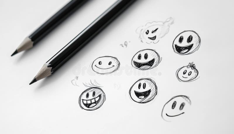 Hand-Drawn Sketch of an Emoji Drawing Stock Illustration - Illustration ...