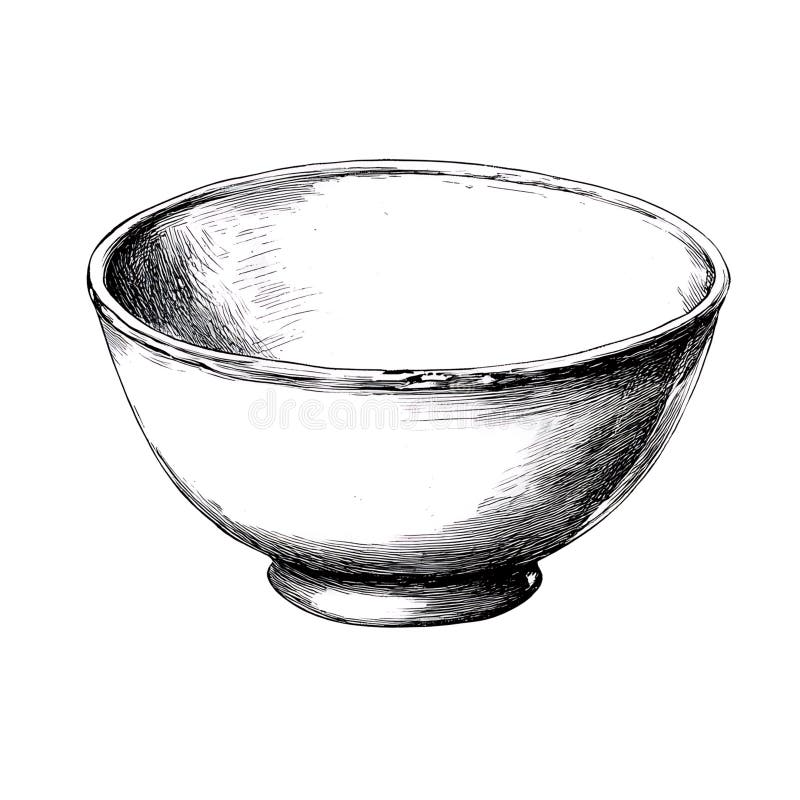 Hand-drawn Sketch of an Empty Bowl Stock Illustration - Illustration of ...