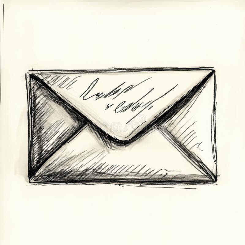 Hand-drawn Sketch of an Envelope with Artistic Details Stock ...