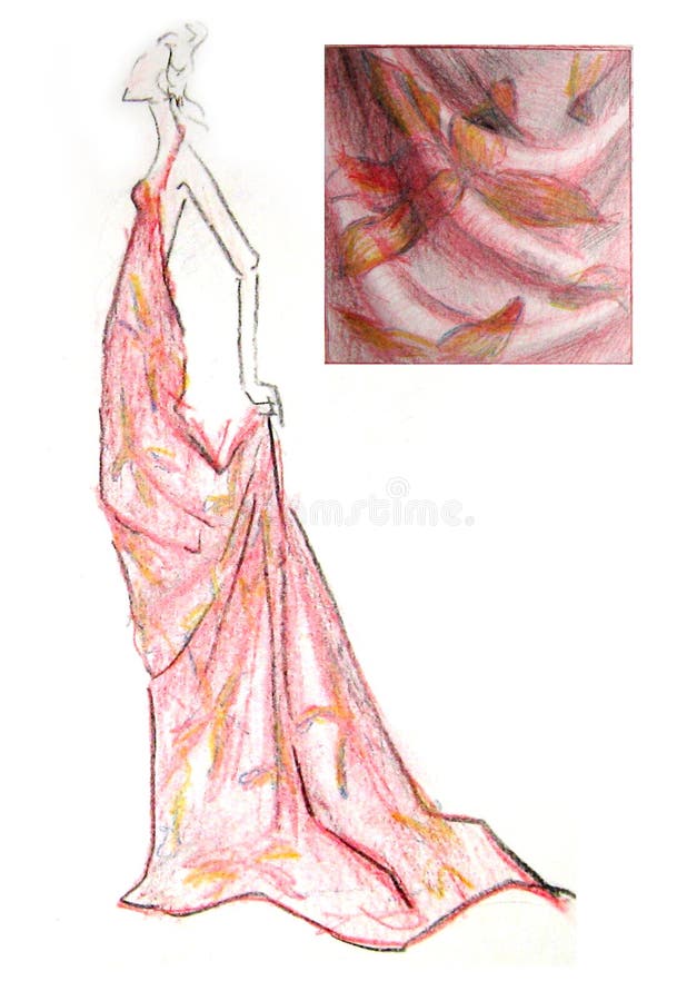 Fashion Sketch. Watercolor Dress. Catwalk Stock Illustration ...