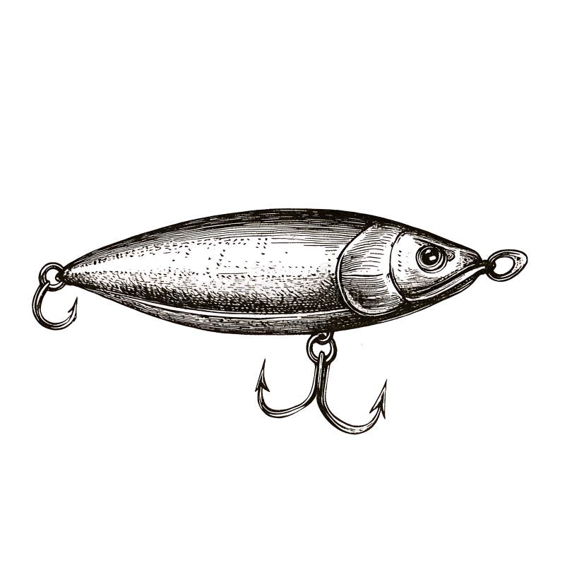 Hand-drawn Sketch of a Fishing Lure Stock Illustration - Illustration ...