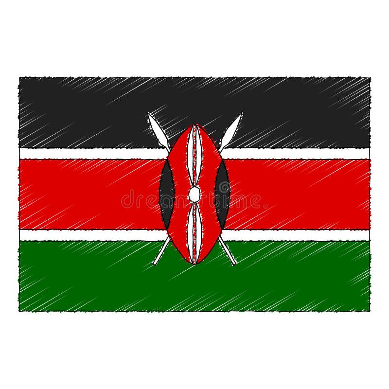Hand Drawn Sketch Flag of Kenya. Doodle Style Icon Stock Vector ...