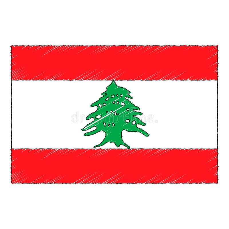 Hand Drawn Sketch Flag of Lebanon. Doodle Style Icon Stock Illustration ...