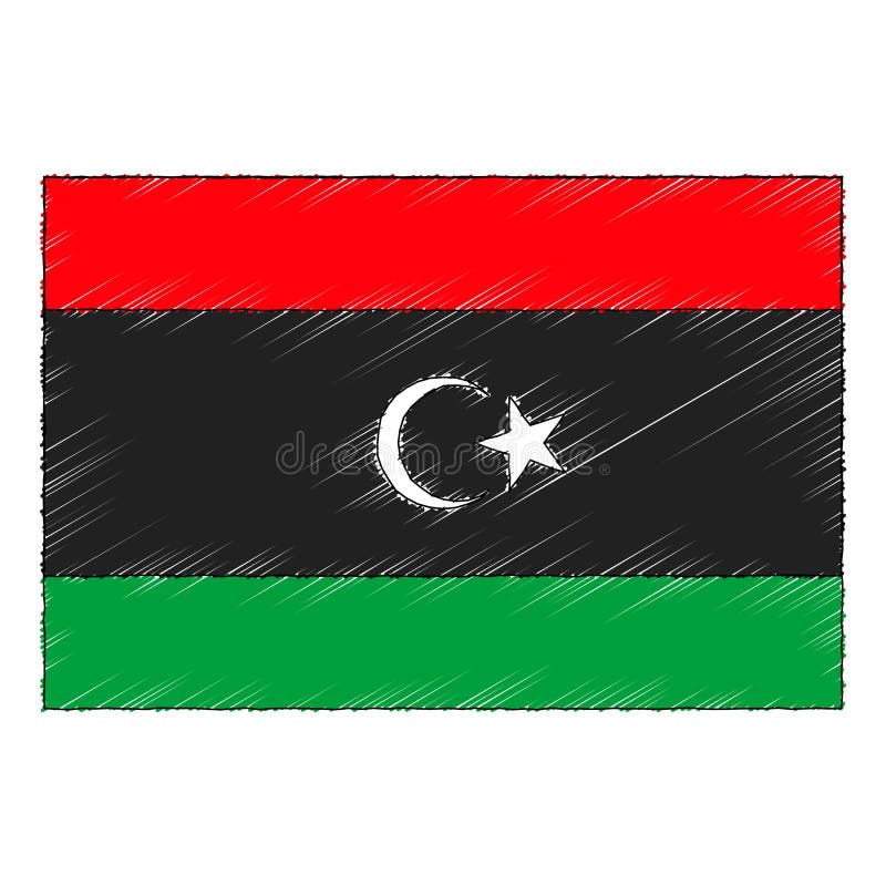 Hand Drawn Sketch Flag of Libya. Doodle Style Icon Stock Vector ...