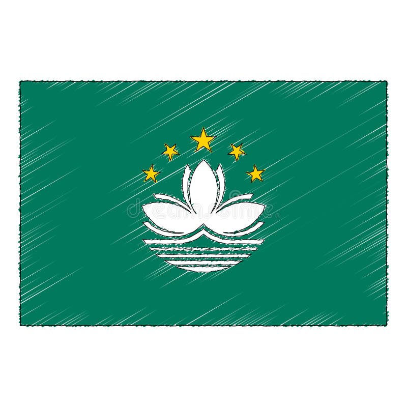 Hand Drawn Sketch Flag of Macau. Doodle Style Icon Stock Illustration ...