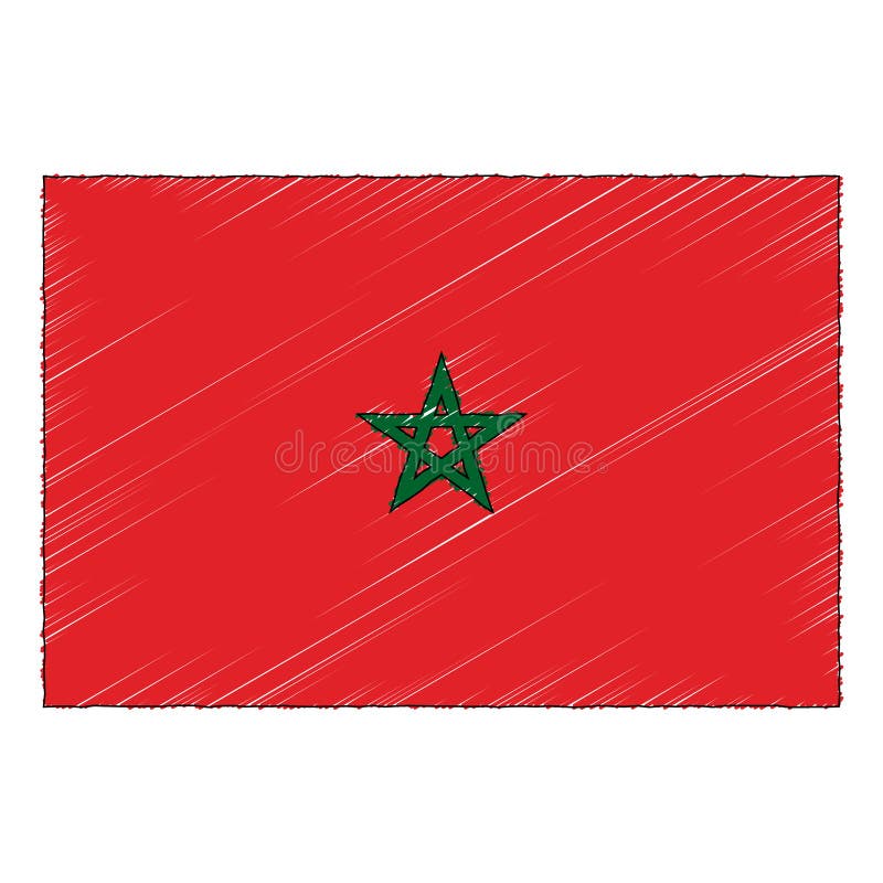 Hand Drawn Sketch Flag of Morocco. Doodle Style Icon Stock Illustration ...