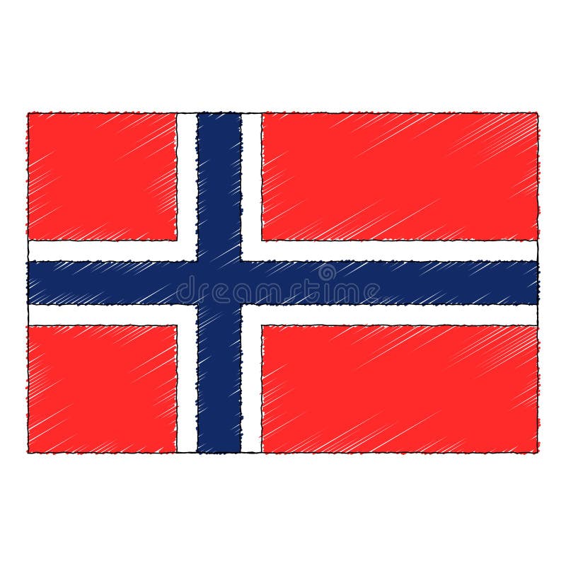 Hand Drawn Sketch Flag of Norway. Doodle Style Icon Stock Vector ...